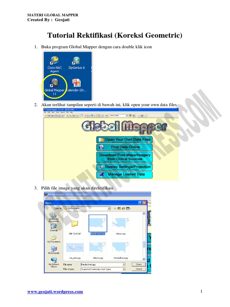 Geojati - Tutorial Rektifikasi Dengan Global Mapper PDF | PDF
