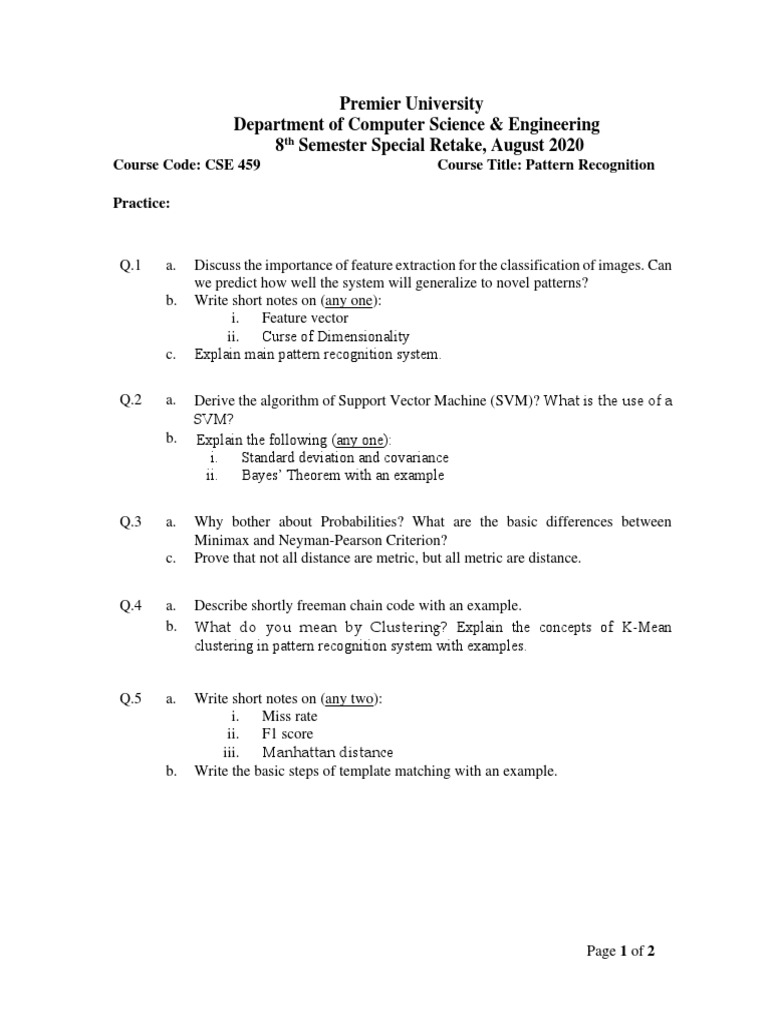 Pattern Recognition Suggestion | PDF | Pattern Recognition | Statistical Classification