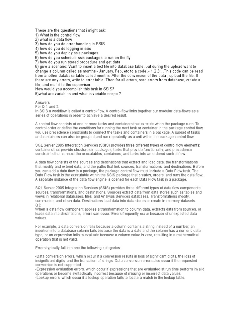 SSIS Interview Questions | PDF