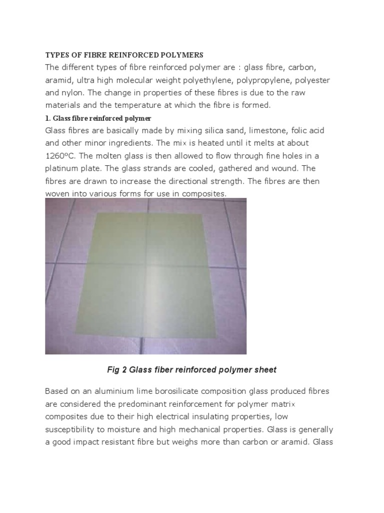 Types of Fibre Reinforced Polymers | PDF | Fibers | Composite Material