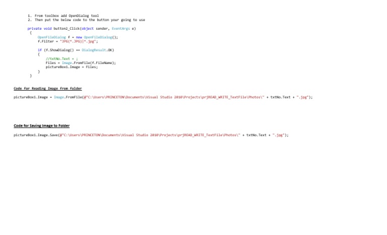 C# Save Read Image | PDF