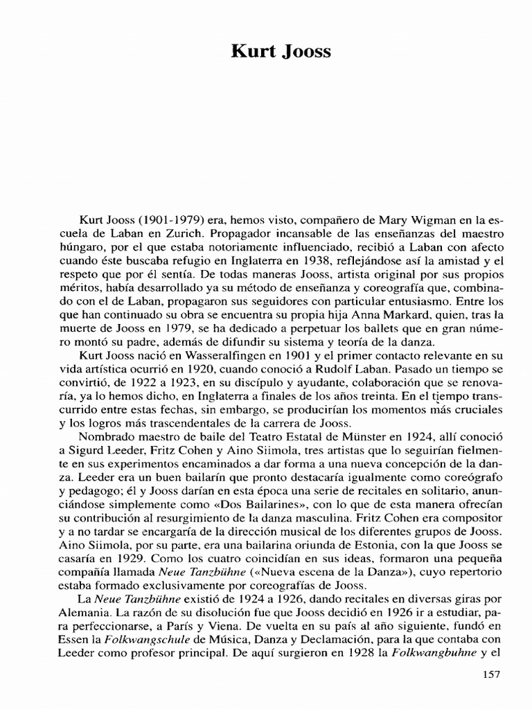 Kurt Jooss PDF | PDF | Ballet | Bailes