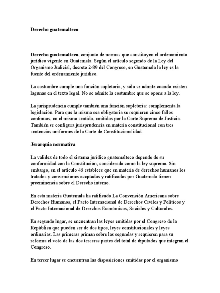 Sistema Jurídico y Derechos en Guatemala | PDF | Guatemala | Constitución