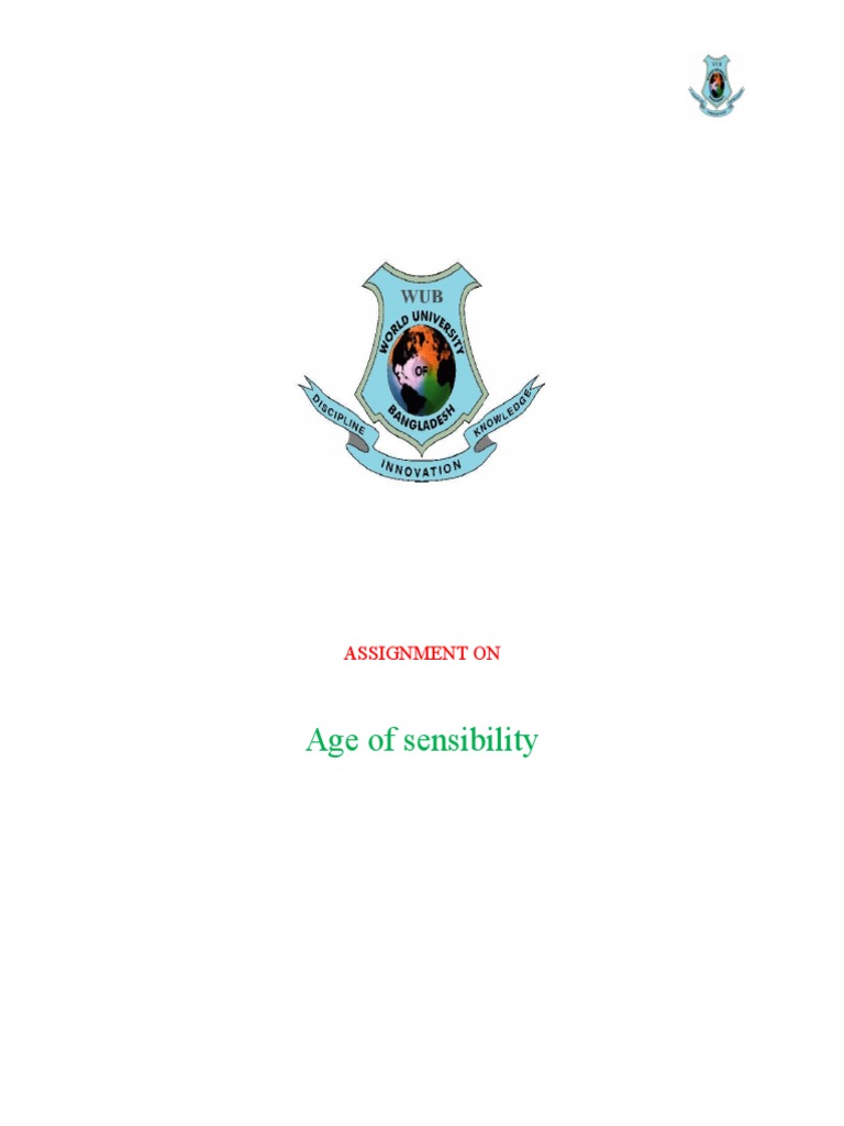 ASSIGNMENT ON Age of Sensibility | PDF | Gothic Fiction | Poetry