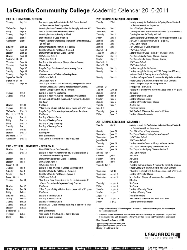 2010-2011 Academic Calendar | PDF | Workweek And Weekend | Academic Term