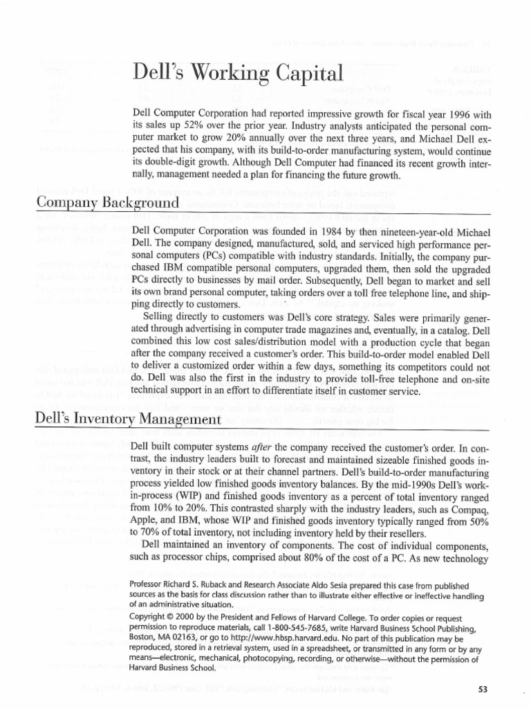 Dell's Working Capital PDF | PDF