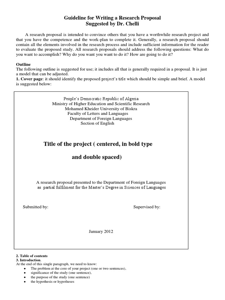 Guideline For Writing A Research Proposal Suggested by Dr. Chelli | PDF ...