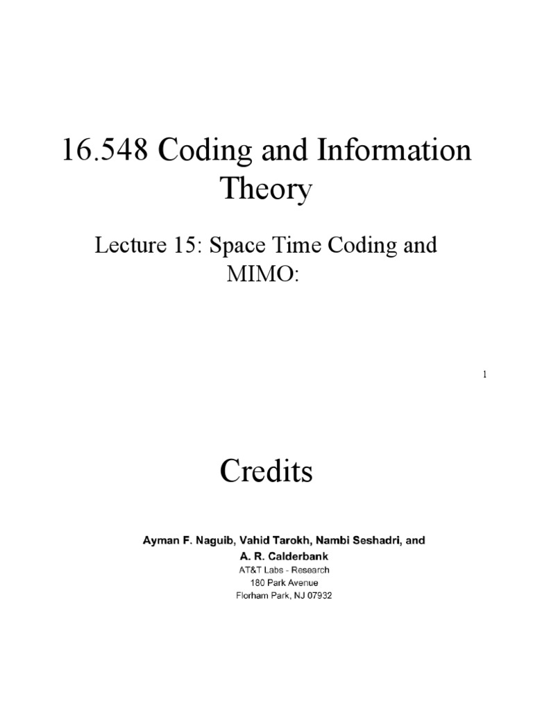Space Time Block Code | PDF | Mimo | Telecommunications Engineering