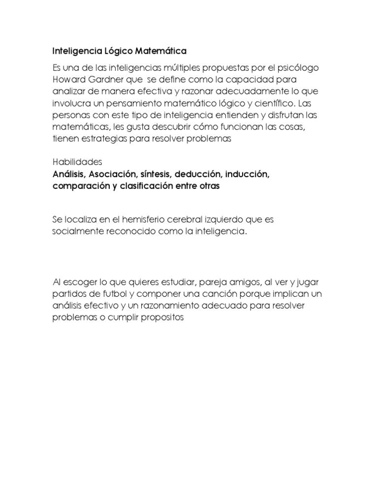 Inteligencia Lógico-Matemática: Análisis y Razonamiento | PDF