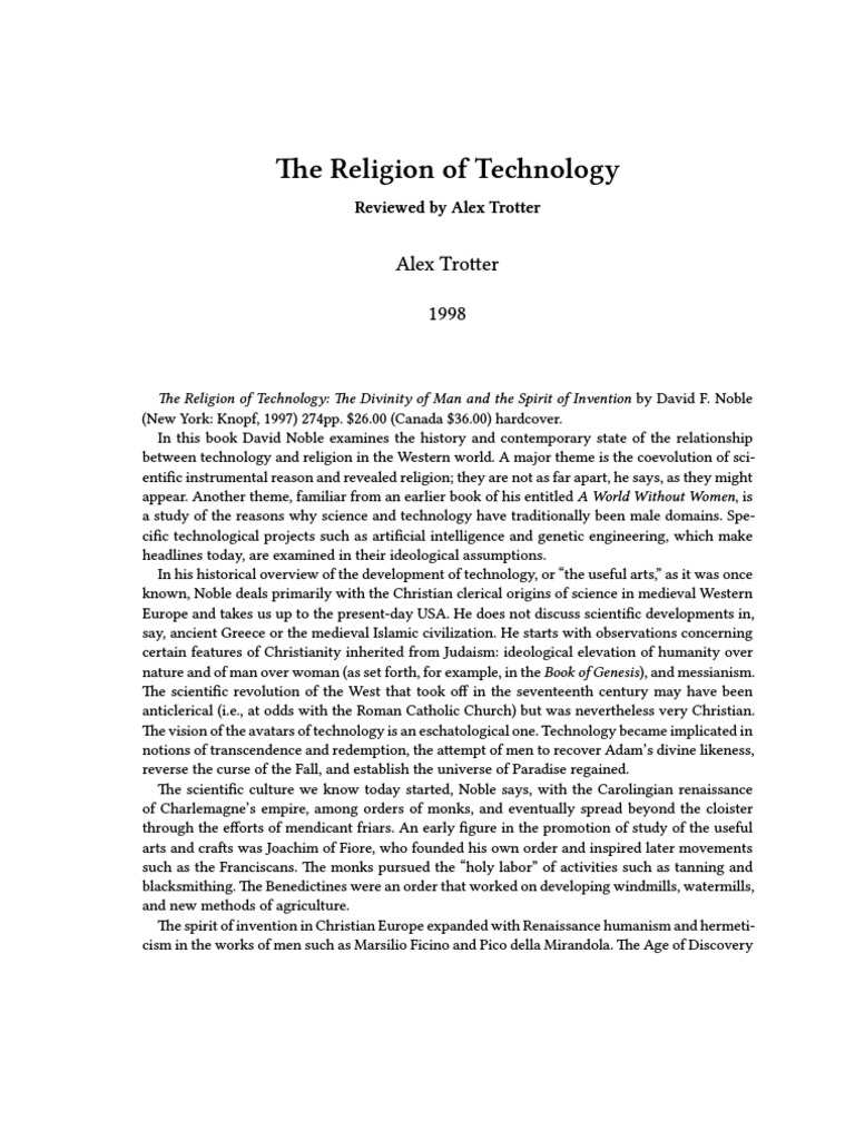 Alex Trotter The Religion of Technology | PDF | Genetics | René Descartes
