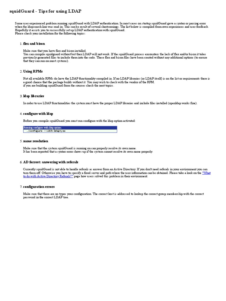 01 SquidGuard-Tips For Using LDAP | PDF | Active Directory | Compiler