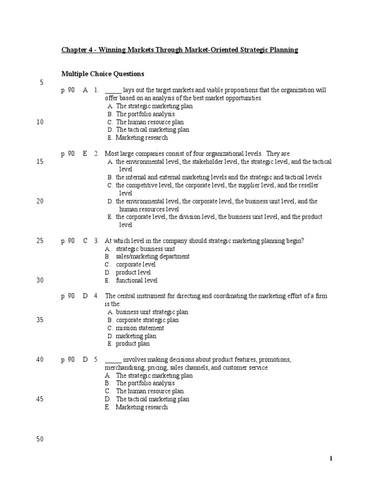 Chapter 4 - Winning Markets Through Market-Oriented Strategic Planning ...