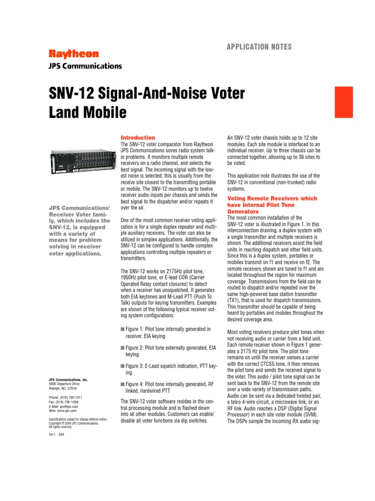 SNV-12 Signal-And-Noise Voter Land Mobile: Applicationnotes | PDF ...