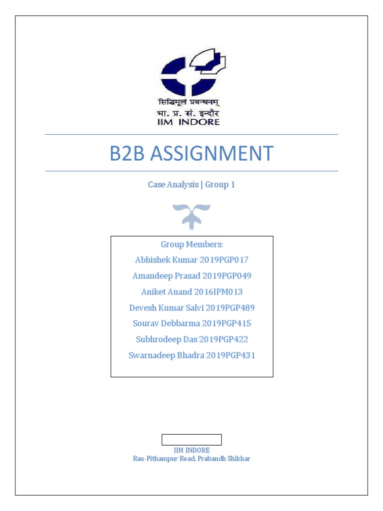 B2B Assignment: Case Analysis - Group 1 | PDF | Marketing | Sales