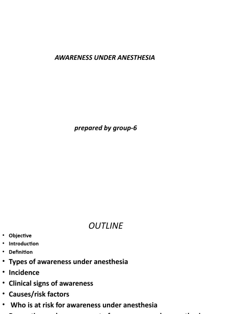 Anesthesia Awareness Overview | PDF | Anesthesia | Health Care