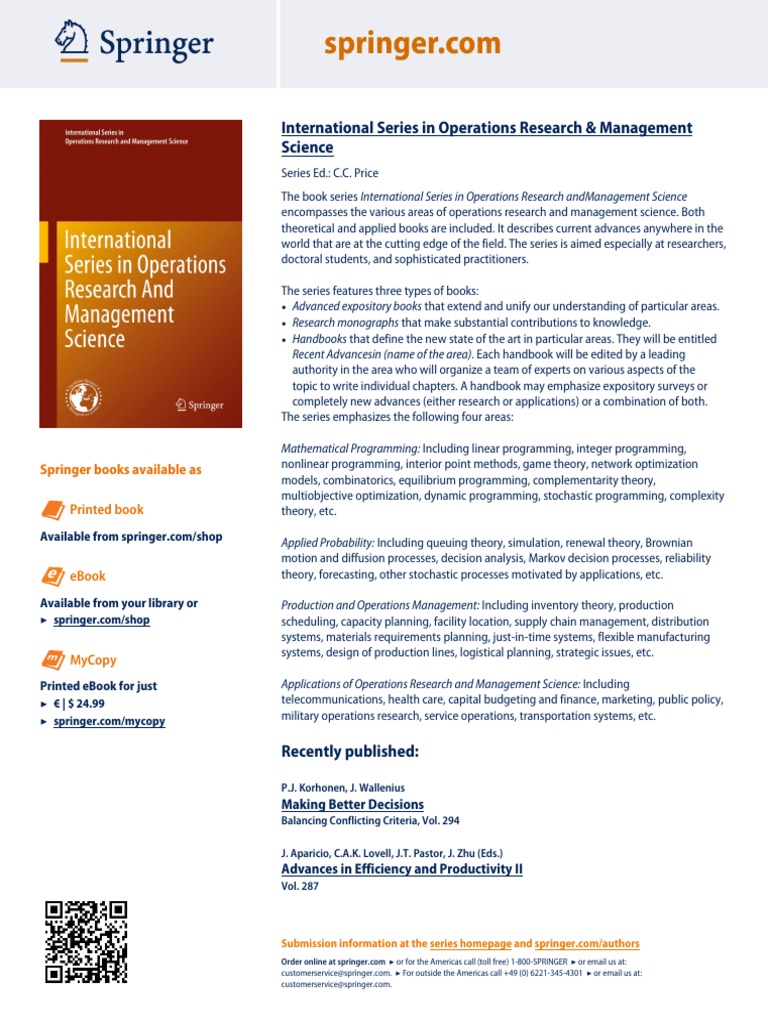 International Series in Operations Research & Management Science | PDF | Operations Research ...