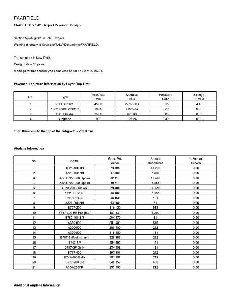 Faarfield: FAARFIELD V 1.42 - Airport Pavement Design | PDF ...