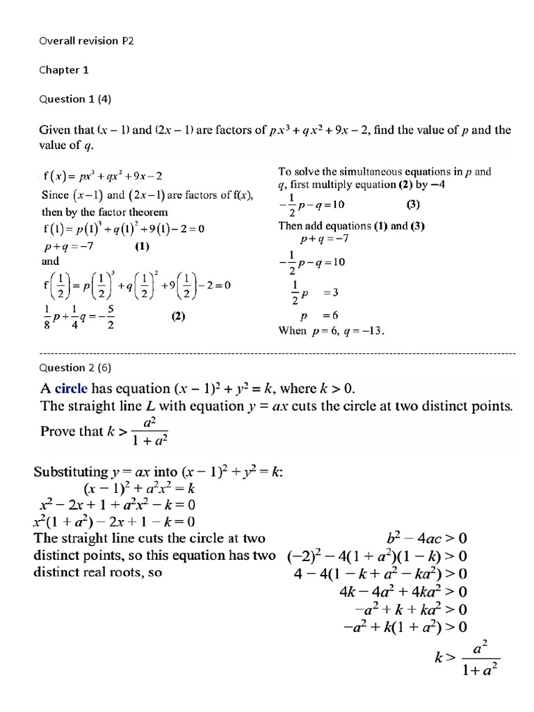 Overall Revision P2 - Ans | PDF