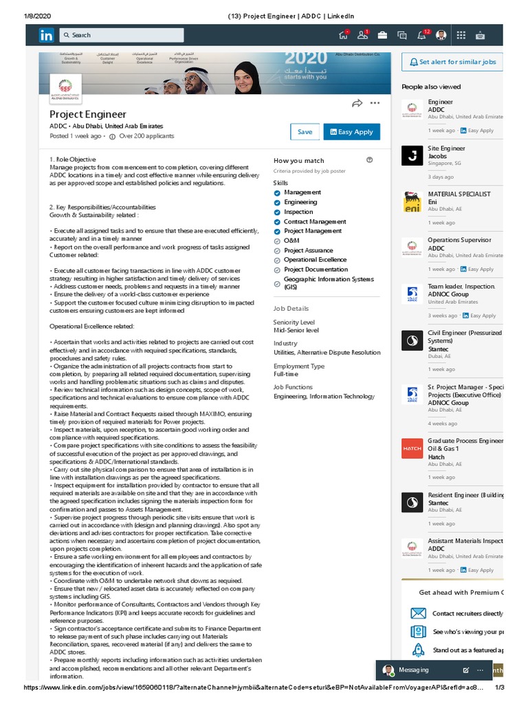 Project Engineer - ADDC - LinkedIn | PDF | Specification (Technical ...