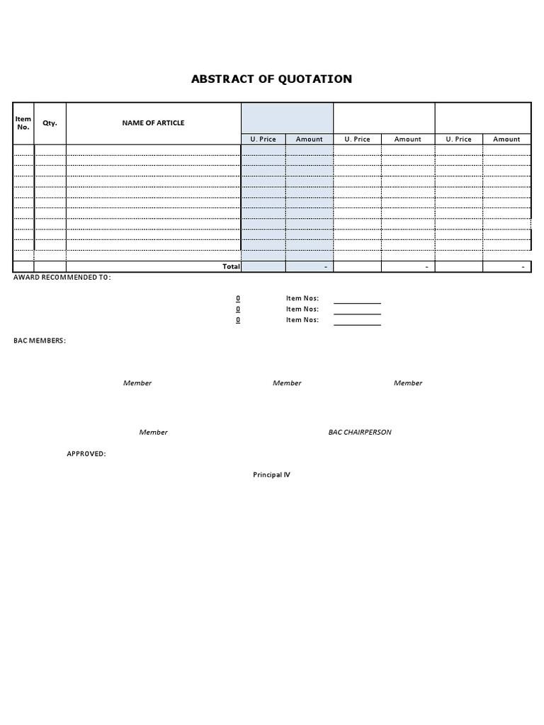Abstract of Quotation Blank | PDF