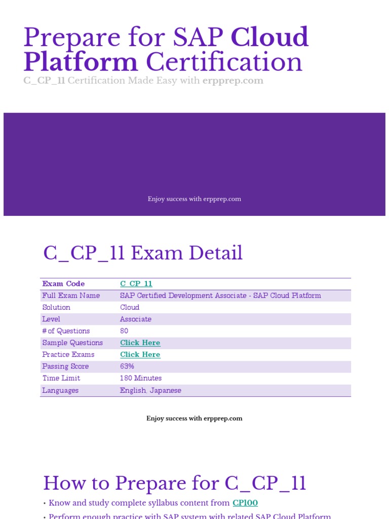 Prepare For SAP Cloud: Platform Certification | PDF | Sap Se | Cloud Computing