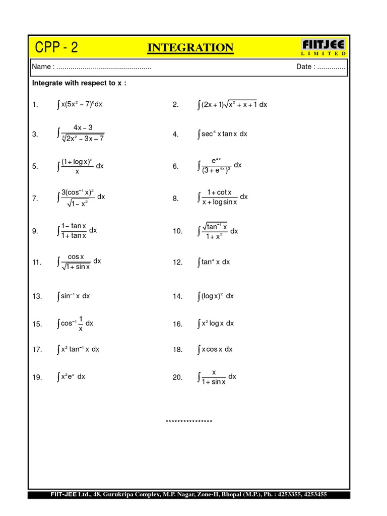 Integration: Integrate With Respect To X | PDF