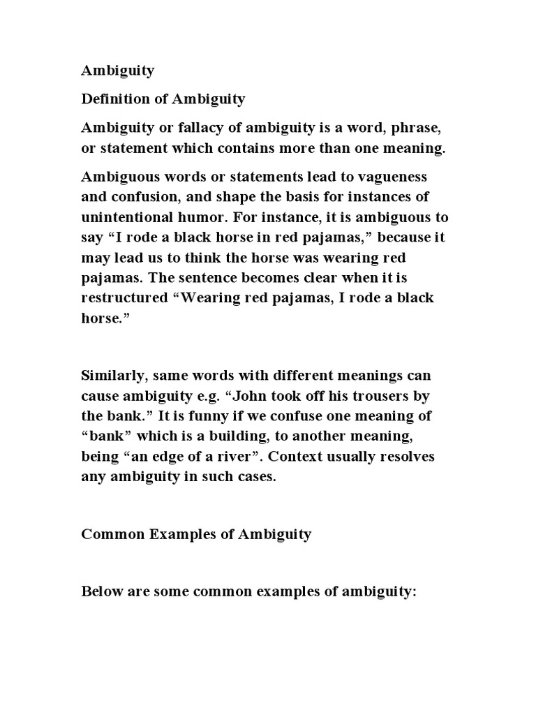 Ambiguous Definition