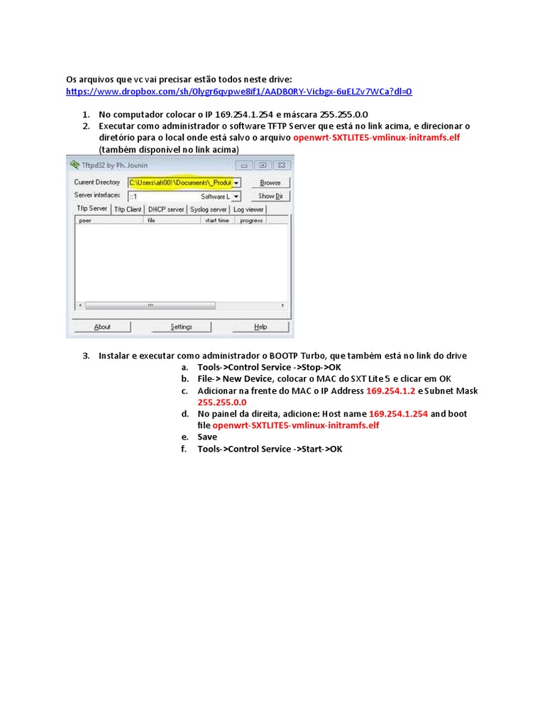 Configurar IP, TFTP e BootP Turbo para atualizar OpenWRT SXT Lite 5 | PDF