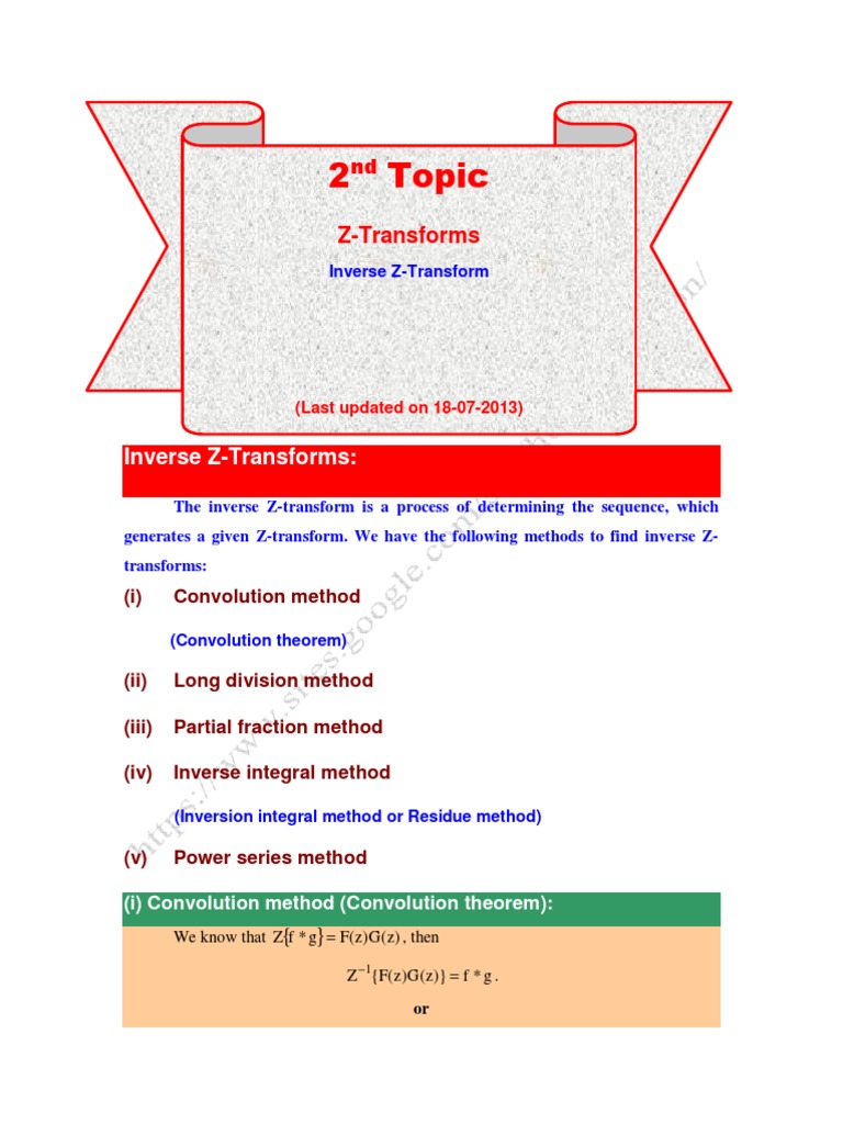 Inverse Z-Transforms | PDF | Convolution | Complex Analysis