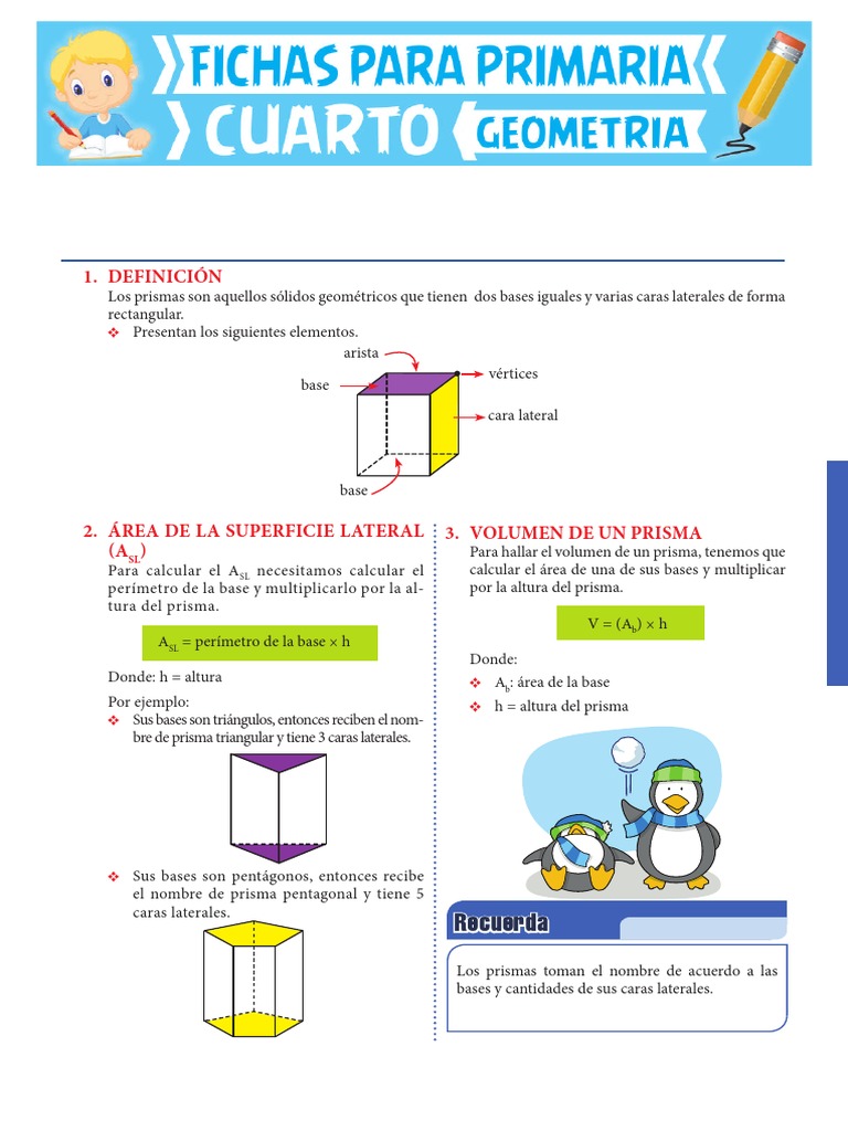 Área y Volumen Del Prisma Recto para Cuarto de Primaria | PDF ...