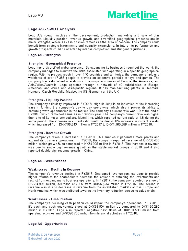 Lego AS - SWOT Analysis | PDF | Retail | E Commerce