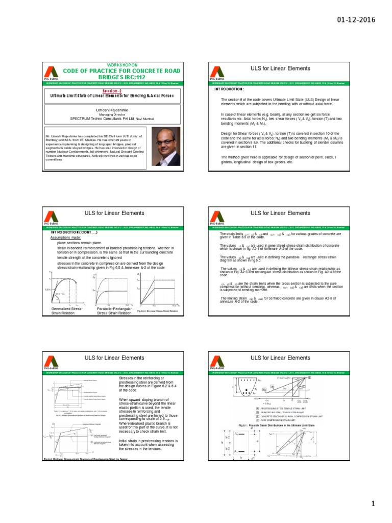 Code of Practice For Concrete Road Bridges Irc:112: ULS For Linear ...