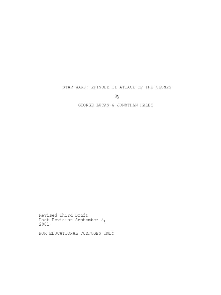 AOTC 3rd-Draft PDF | PDF | Obi Wan Kenobi | Palpatine