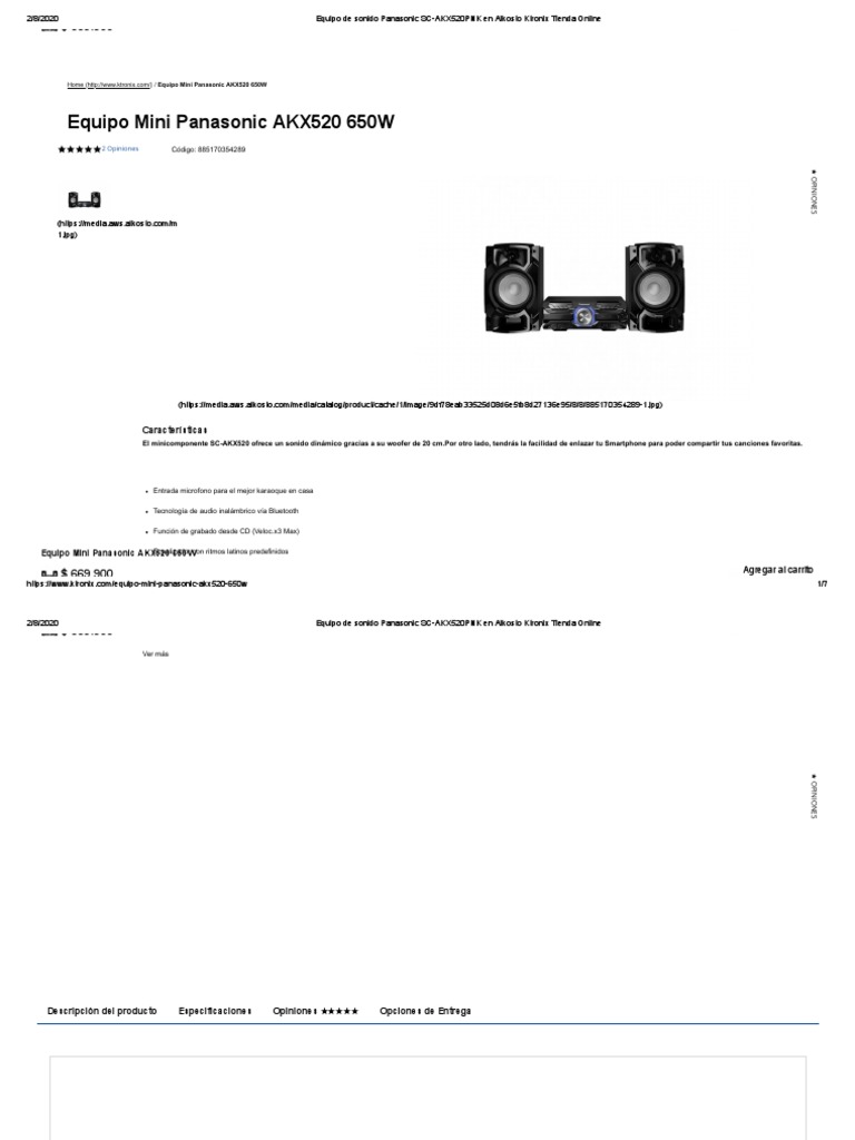 Panasonic AKX520: Sonido 650W y Bluetooth | PDF | Electrónica ...