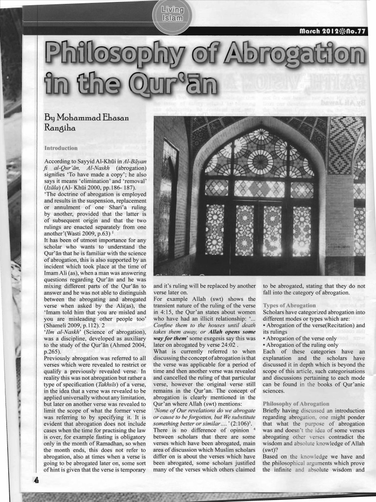 Abrogation and The Qur'an | PDF | Quran | Islam