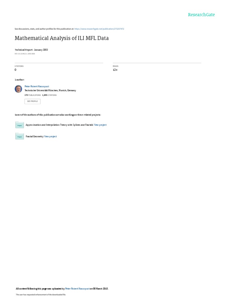 Mathematical Analysis of ILI MFL Data: January 2003 | PDF | Sampling ...