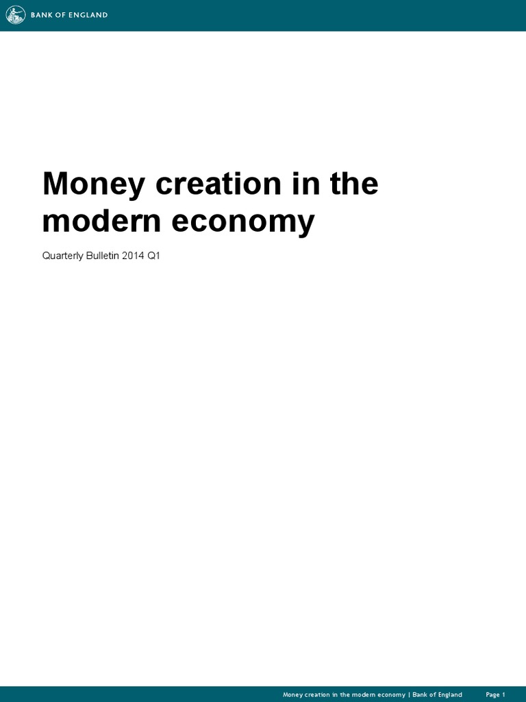 Money Creation in The Modern Economy: Quarterly Bulletin 2014 Q1 | PDF ...