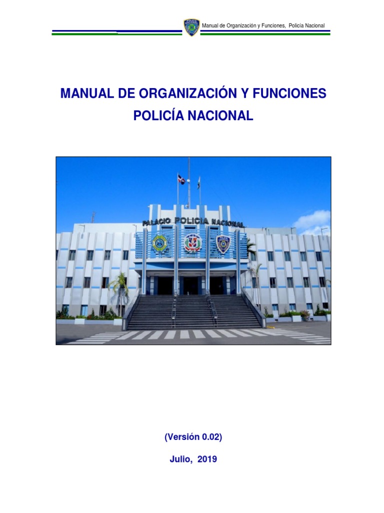 Manual De Funciones De La Policia Nacional 3 De Julio 2019 Pdf