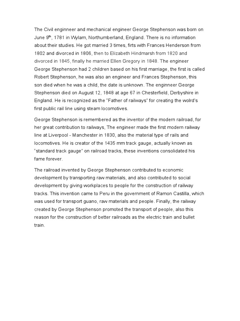 George Stephenson: Father of Railways | PDF | Travel