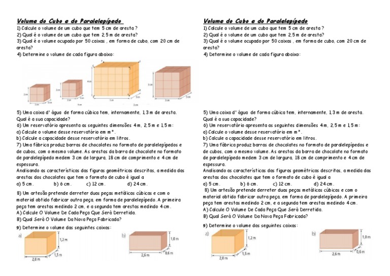 Volume Do Cubo | PDF | Volume | Geometria Euclidiana