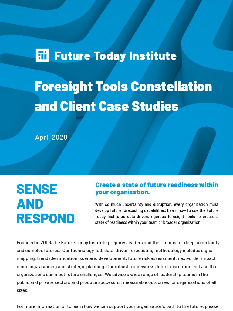 Future Today Institute: Foresight Tools Constellation and Client Case Studies | PDF | Brand ...