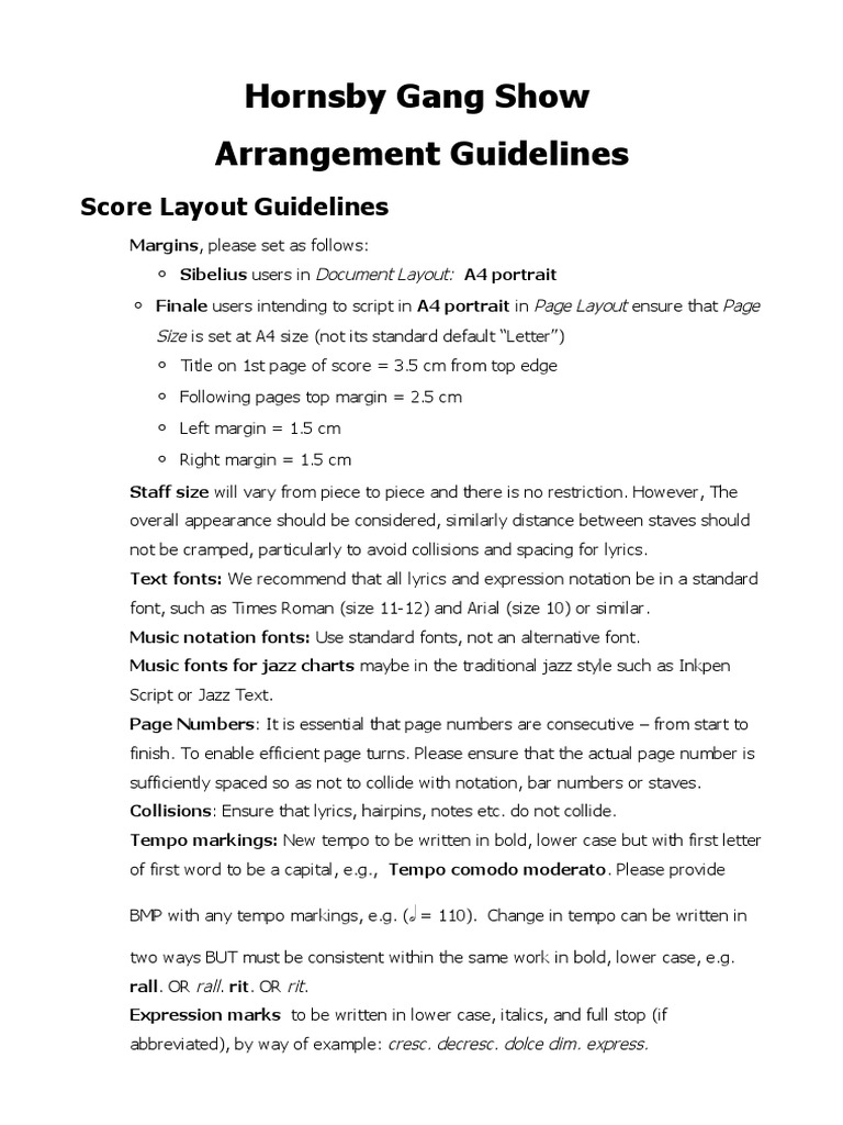 HGS Arrangement Guidelines | PDF | Letter Case | Notation