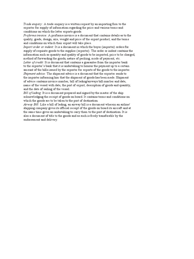 Trade Documents | PDF