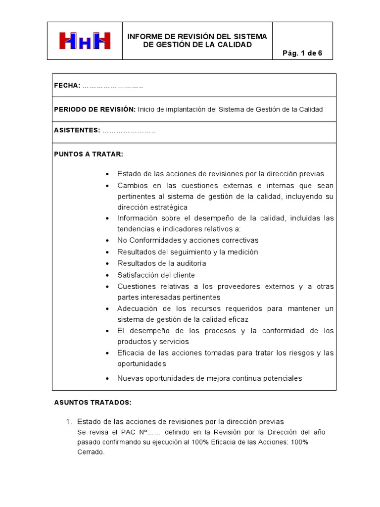 Informe de Revisión ISO 9001:2025 | PDF | Gestión de la calidad ...