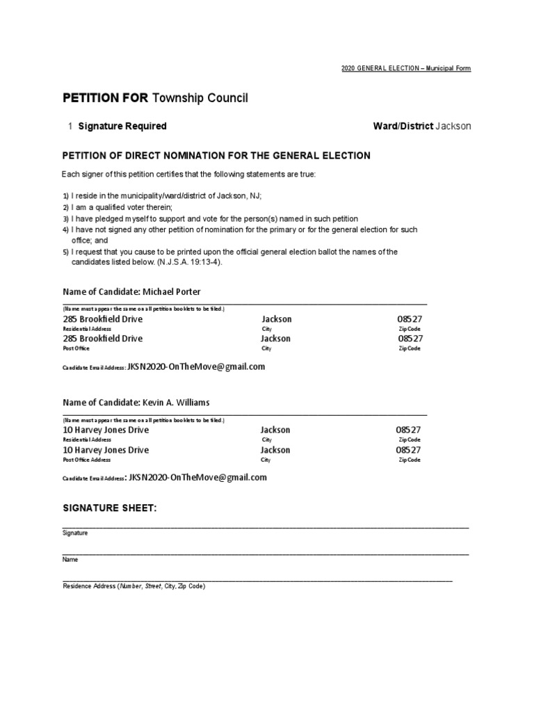 2020 Municipal Petition 1signature General 2can | PDF | Petition ...