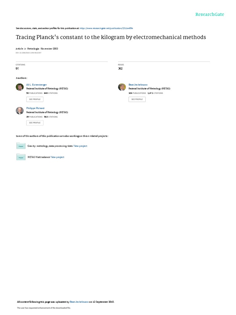 Watt Balance | PDF | Kilogram | Mechanics