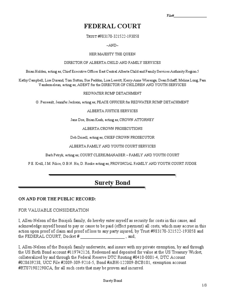 Federal Court Surety Bond | PDF | Equity (Law) | Pleading