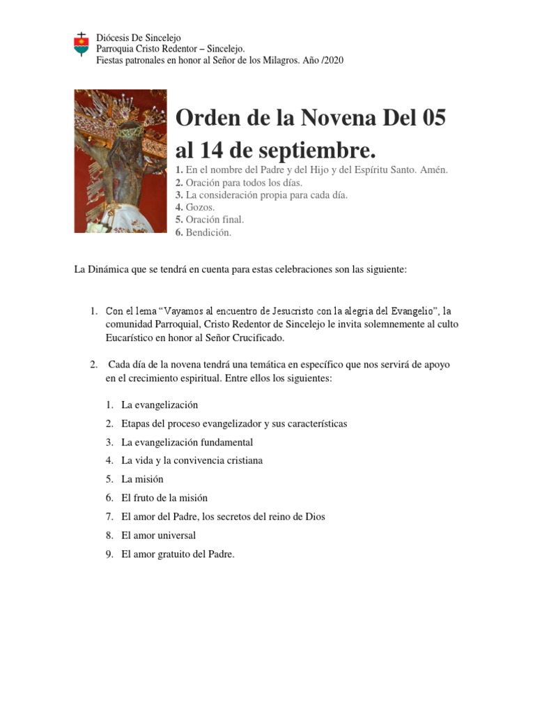 Fiestas Patronales en Honor Al Señor de Los Milagros. Año 2020 | PDF ...