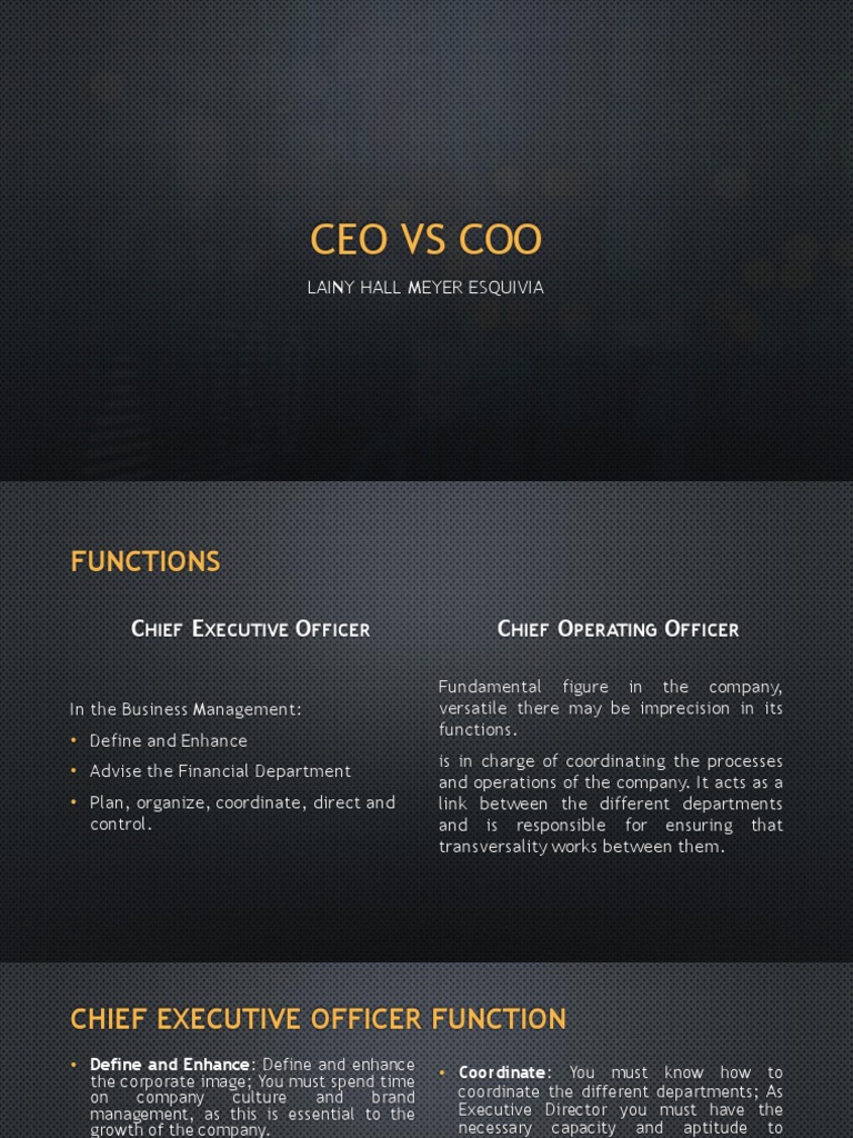 Ceo Vs Coo: Lainy Hall Meyer Esquivia | PDF | Chief Operating Officer ...
