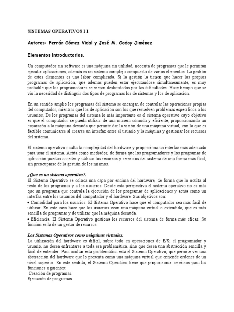 Elementos Introductorios | PDF | Sistema operativo | Proceso (Computación)